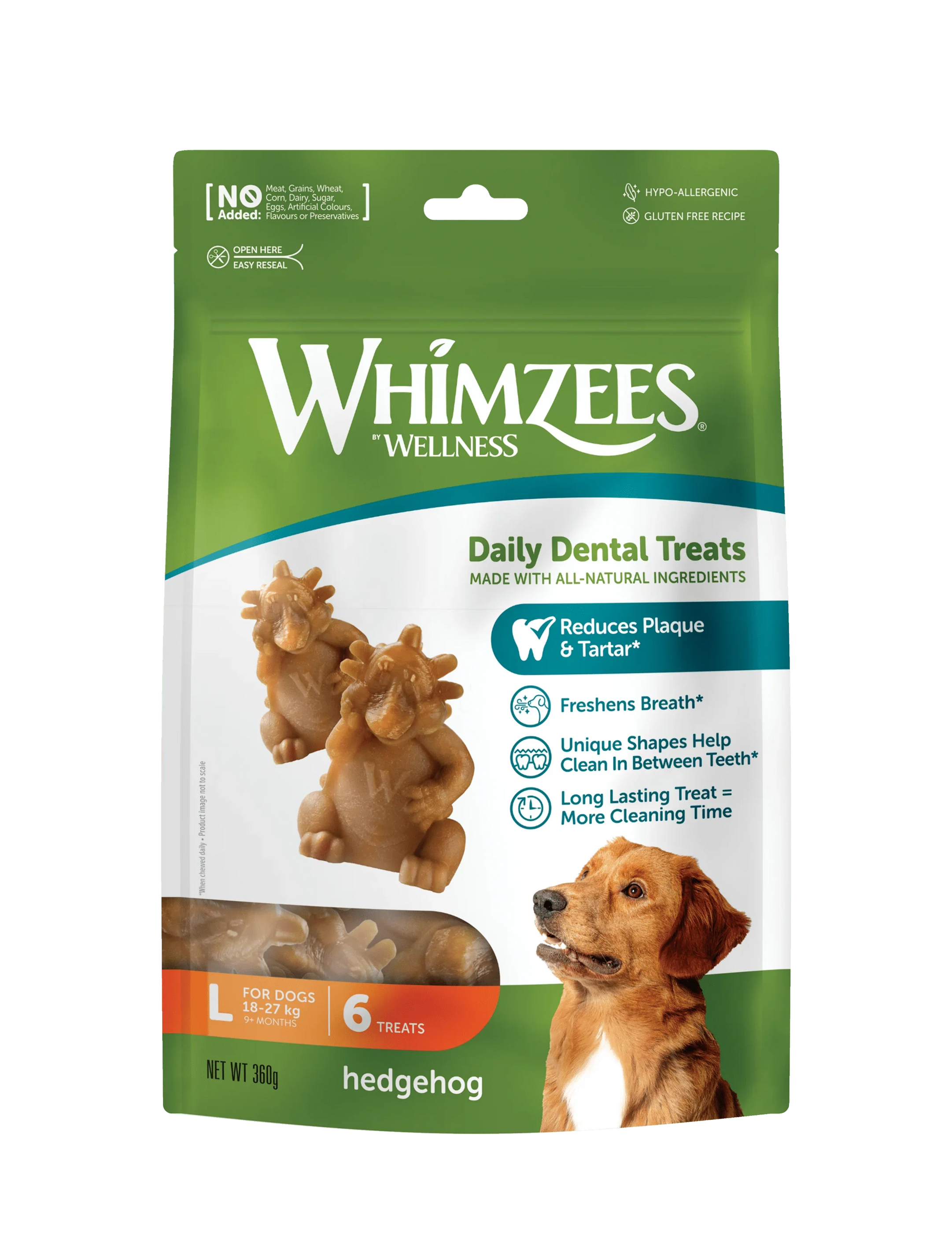 Whimzees Hedgehog Dental Treat for Large Dogs 6 pieces — PetsMagnet.co.uk